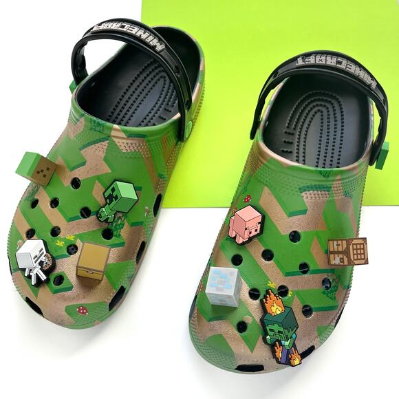 CROCS | Shoes | Minecraft Crocs Jibbitz Creeper Zombie Pig Pixel Blocks ...